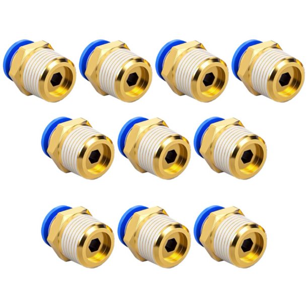 10PCS Blue Straight Connect Fitting 6mm Tube OD x 1/4 Inch Thread PC602 ...