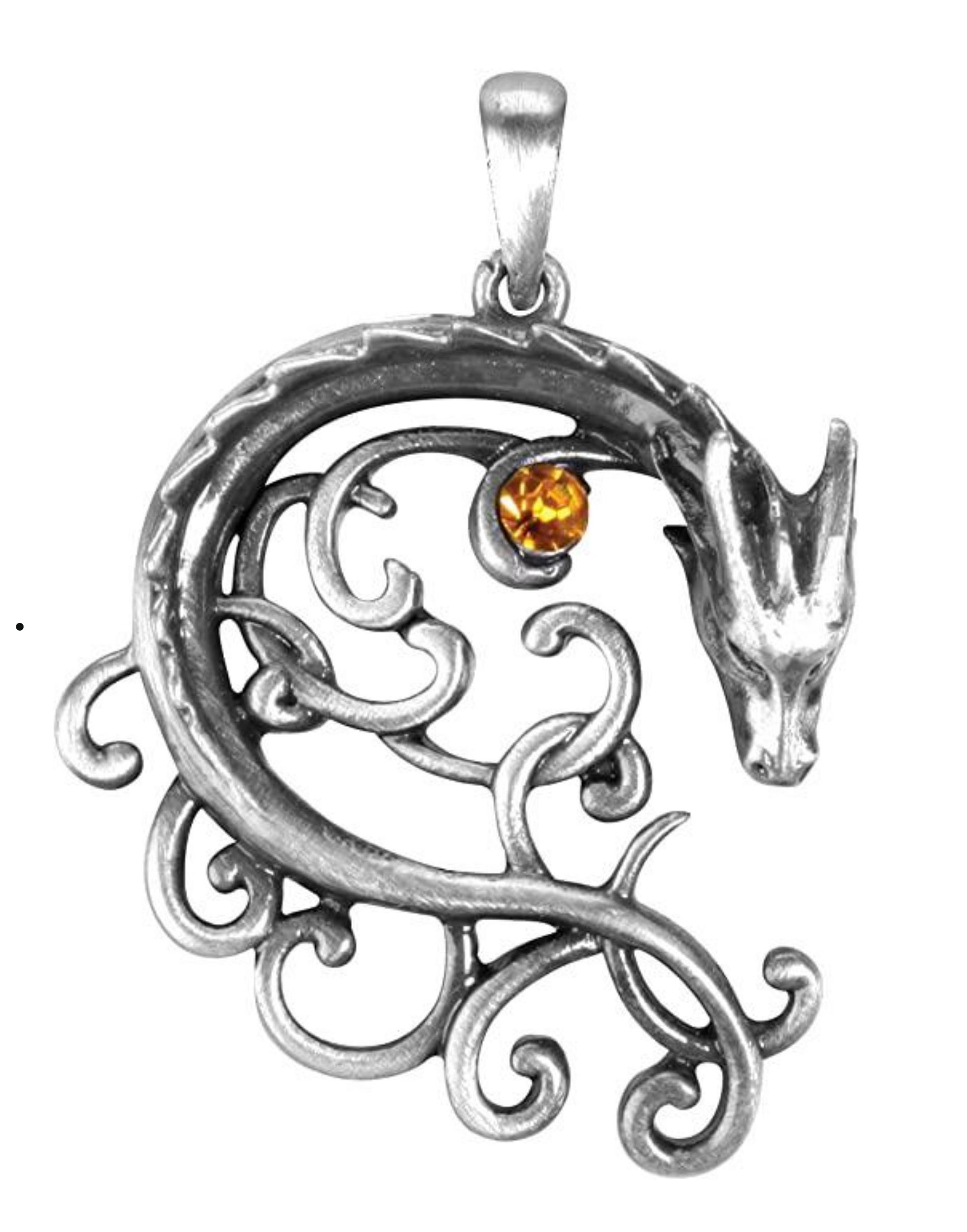 Ebros Celtic Dragon Heart Scrollwork Lace With Gemstone Jewelry Pewter Necklace - Walmart.com