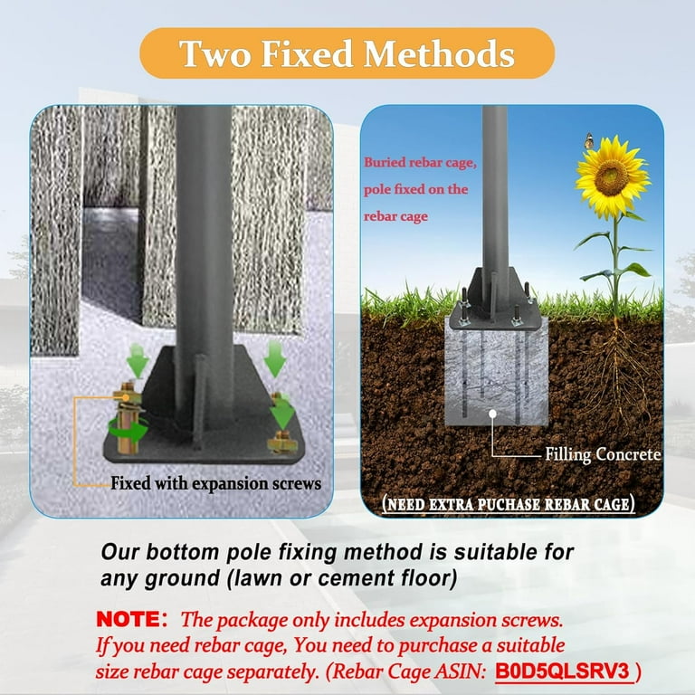 Rust Resistant Garden Patio Support Pole Shade Sail Poles 1.8" Diameter ...