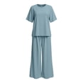 2 Piece Sets for Women Soft Short Sleeve Matching Lounge Set Wide Leg ...