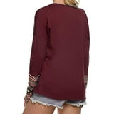 Nlife Women's Long Sleeve Round Neck Boho Print Cuff Top - Walmart.com