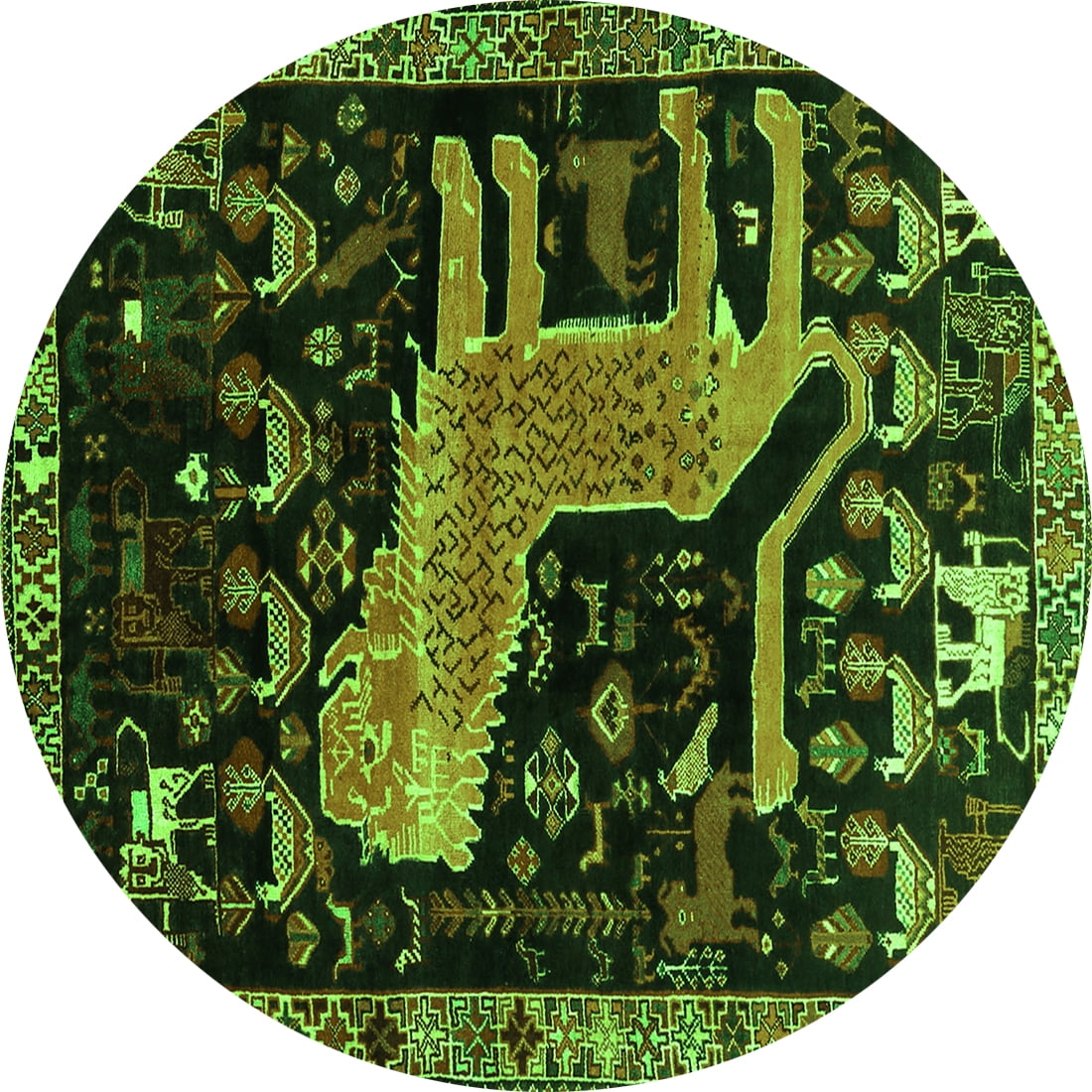 Ahgly Company Indoor Round Animal Green Traditional Area Rugs, 8' Round ...