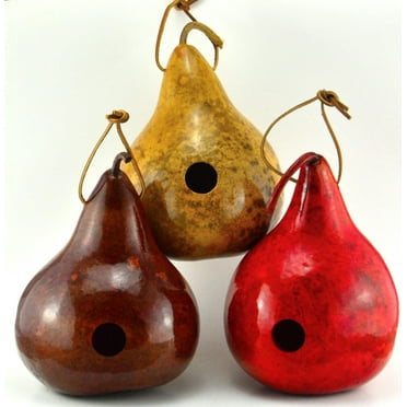 Gourd Birdhouses - Painted Gourd Art - Red - Yellow - Spring Green ...