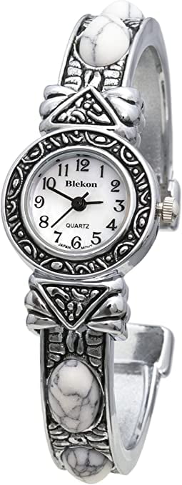 Blekon Collections Womens 22mm Case Graved Stones Large Cuff Bangle ...