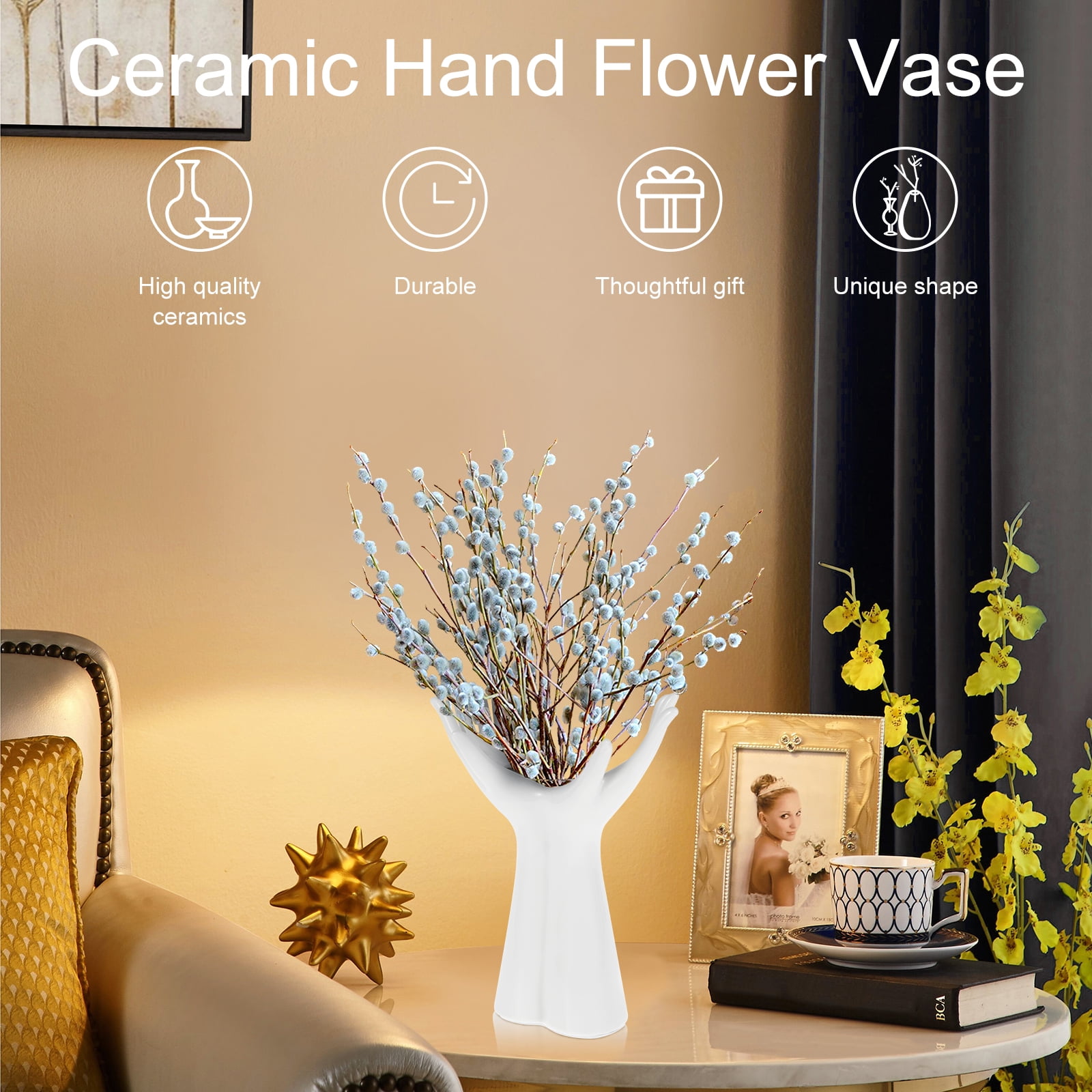 Pluokvzr Ceramic Hand Vase Decorative Human Body Arm Vase Delicate Ceramic Sculpture Vases for ...