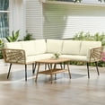 Craftian Patio Conversation Set, 4 Pieces Outdoor Furniture Set with L ...