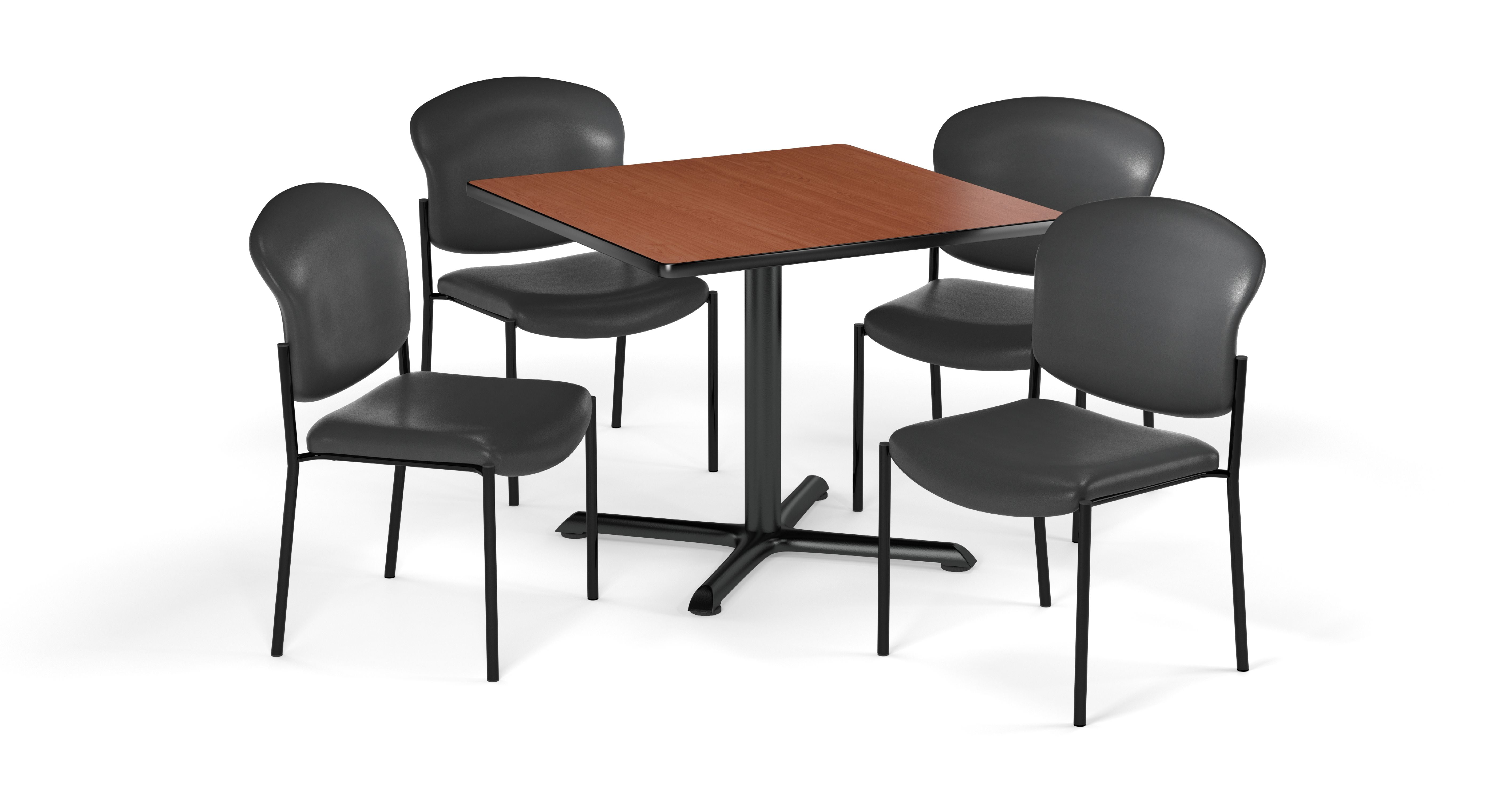 OFM Multi-Use Break Room Package, 36" Square Table with Vinyl Guest ...