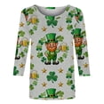 KIHOUT Women's St. Patrick's Day 3/4 Sleeve Round Neck Top Striped ...