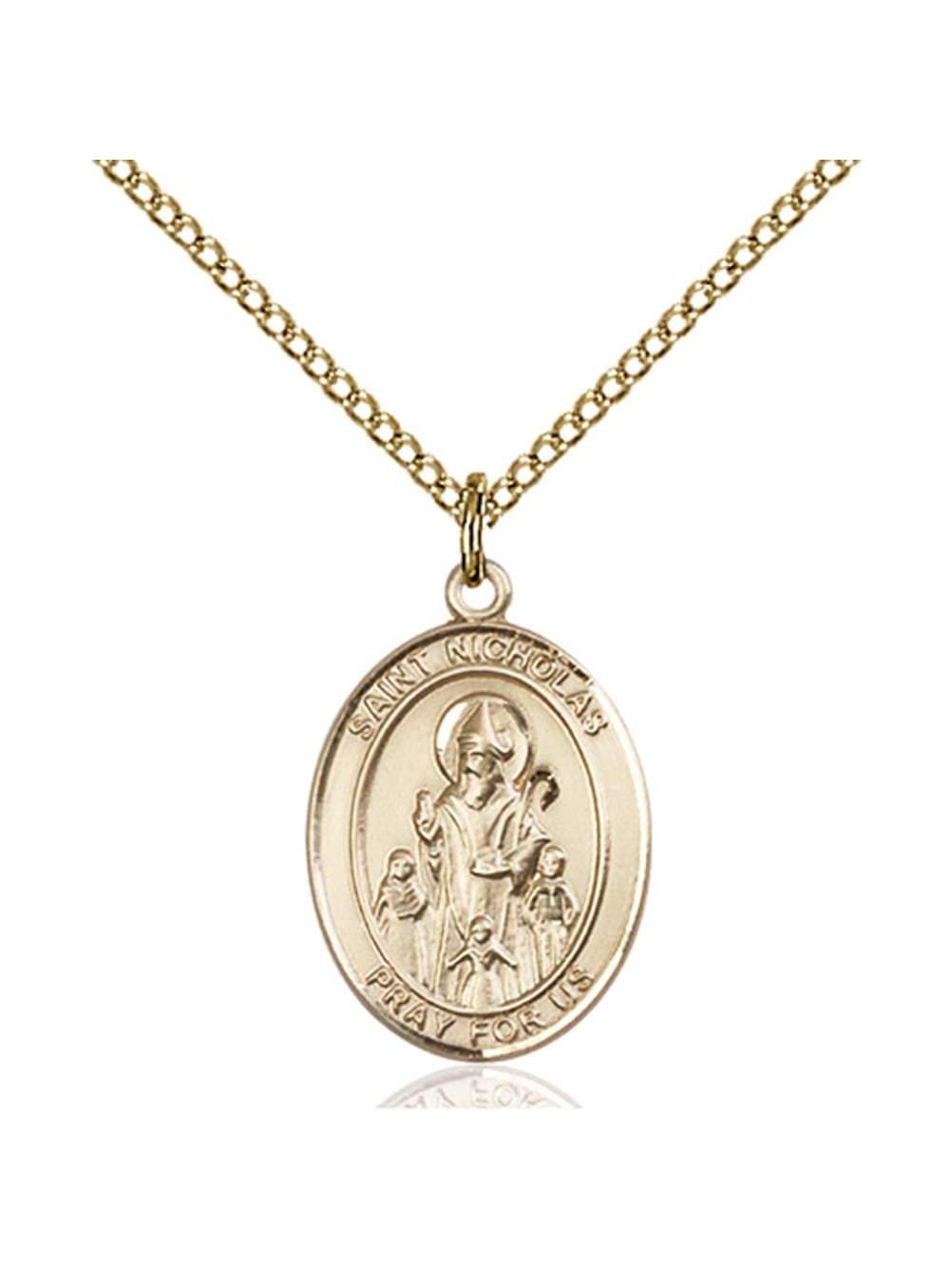 Gold Filled St. Nicholas Pendant 3/4 x 1/2 inches with Gold Filled Lite ...