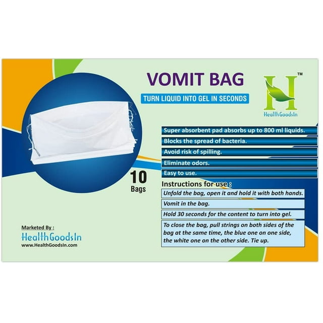 HealthGoodsIn - Disposable Vomit Bag with Absorbent Pad for Traveling ...