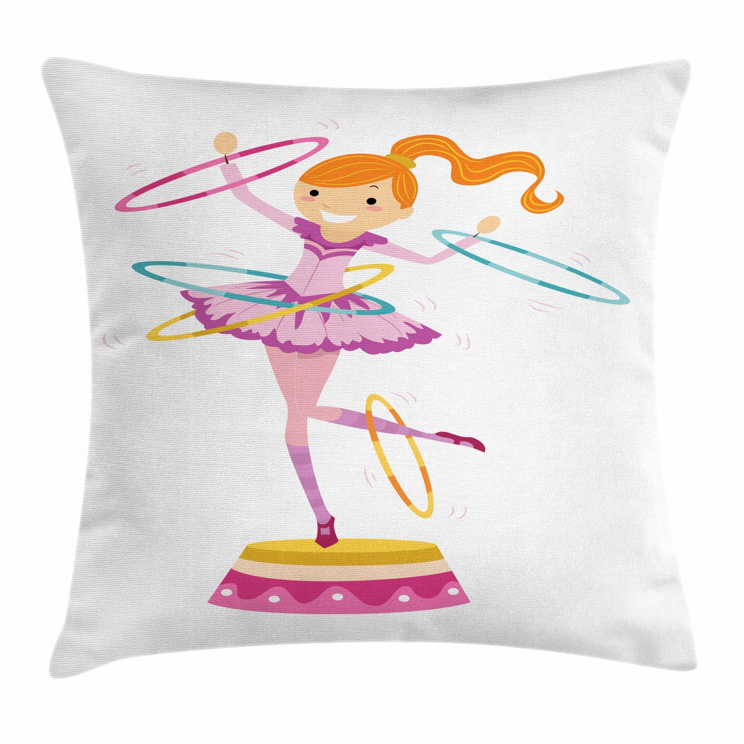 Circus Throw Pillow Cushion Cover, Illustration of a Female Circus ...