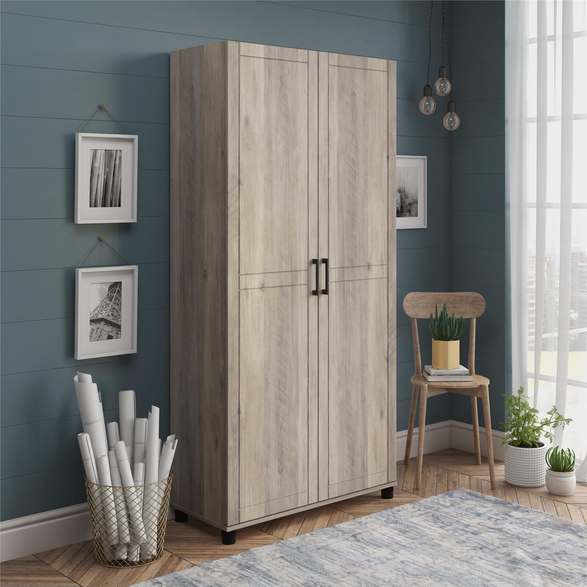 SystemBuild Callahan 36" Utility Storage Cabinet, Gray Oak - Walmart ...