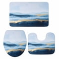 Abstract Marble Texture Bathroom Rugs Set Gradient Green Gold Forest ...