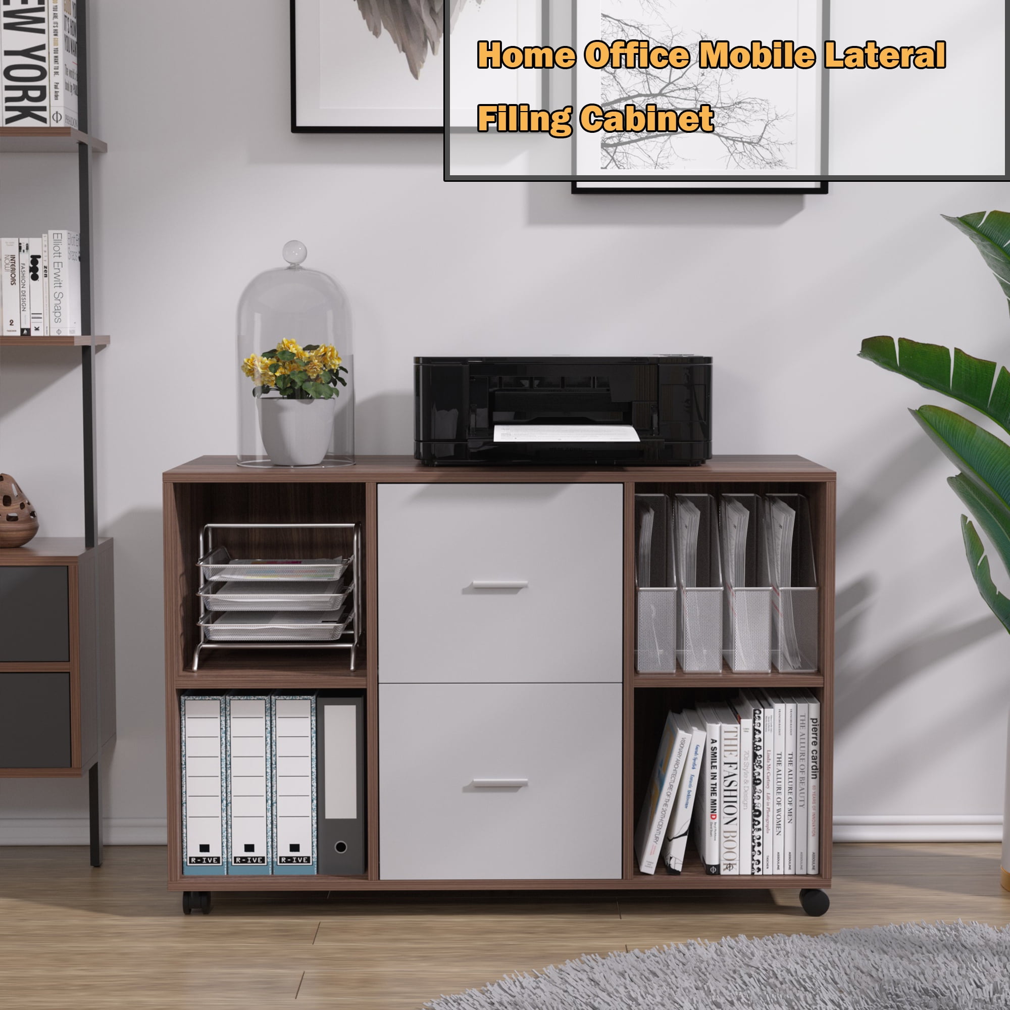 Bellemave Modern File Cabinet With 2 Drawers and 4 Shelves Mobile ...