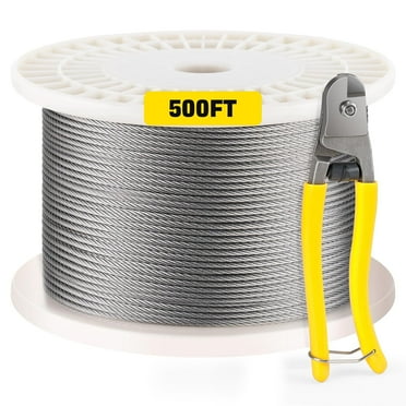 T316 Deck Railing Cable, 1/8" Stainless Steel Wire Rope 300 ft with Cutter Kit, 7x7 Strands ...