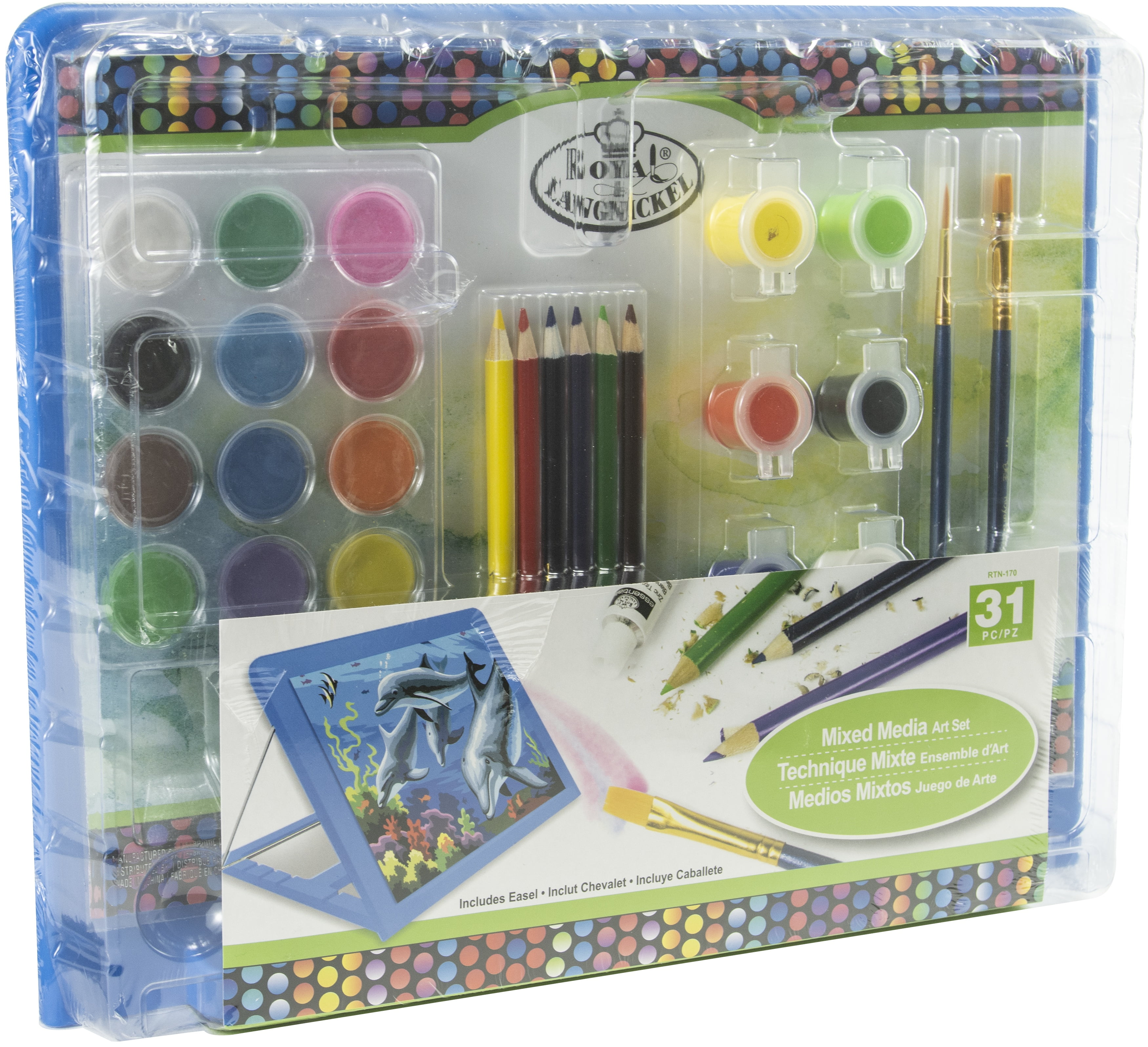 Mixed Media Blue Easel Art Set 31/Pkg- - Walmart.com