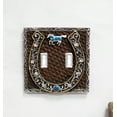 Set of 2 Western Horseshoe Turquoise Mustang Wall Double Toggle Switch ...
