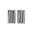 2pcs Plaid Print Nylon Short Curtains, Semi Sheer Window Drapes, Heat ...
