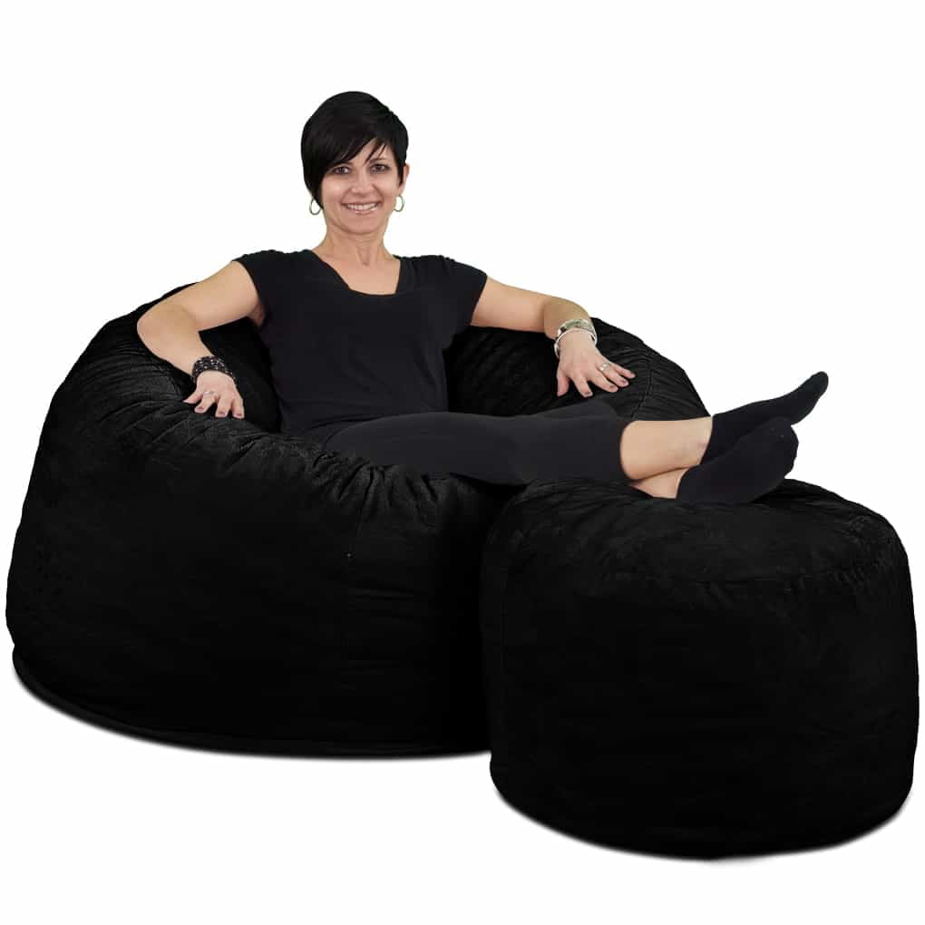 Ultimate Sack Bean Bag Chair w/Foot Stool in Multiple Sizes and Colors ...