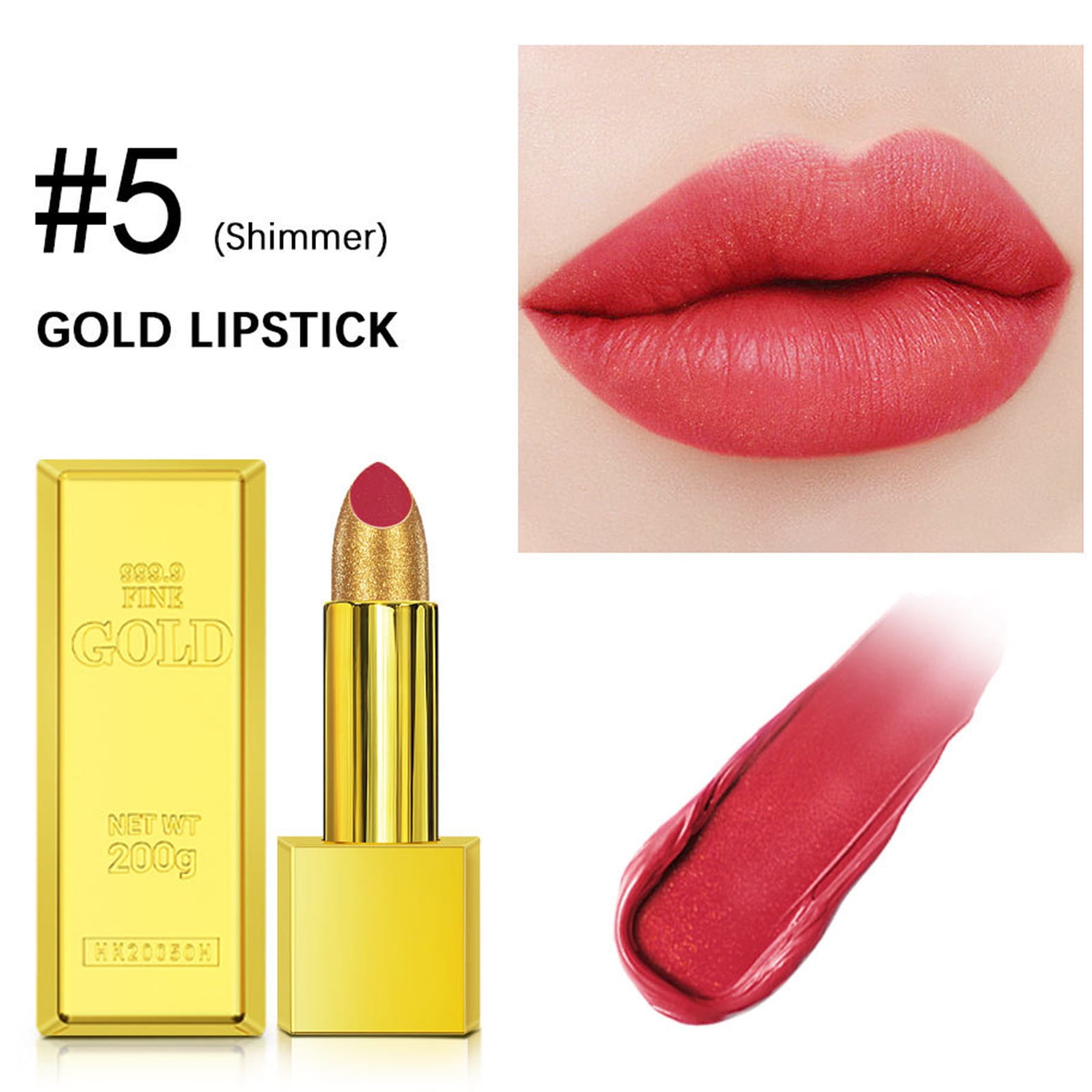 JIASEN Lipstick Gold Bar Design Shimmering Lipstick for Long-lasting ...