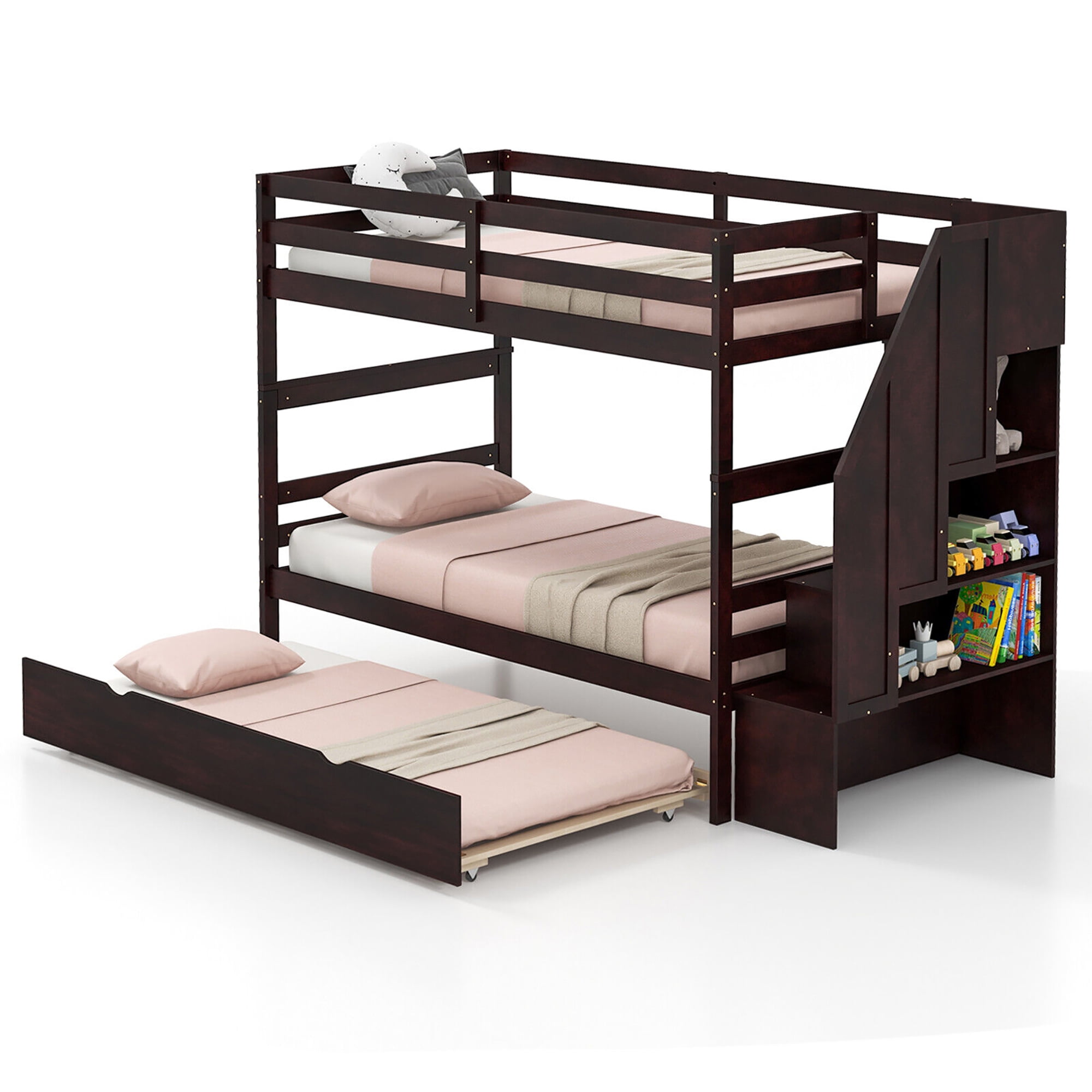 Click here for Gymax Twin Over Twin Wooden Bunk Bed W/ Trundle St... prices
