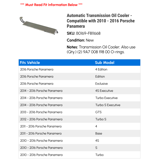 Automatic Transmission Oil Cooler - Compatible with 2010 - 2016 Porsche ...