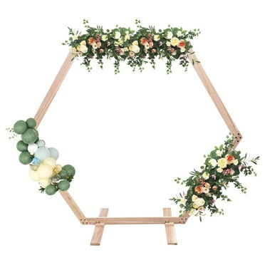 Gymax 7.2 FT Square Wedding Arch Wooden Arbor Backdrop Stand w ...