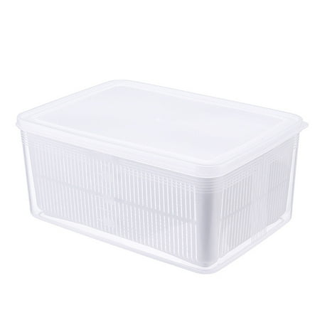 Refrigerator Vegetable Crisper Rectangular Fruit Storage Box（1set-white ...