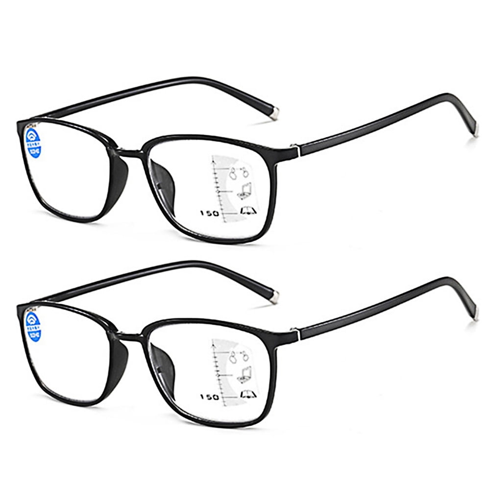 2 Pairs Reading Glasses TR90 Light Full Frame Progressive Blue Light ...