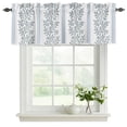 Blue Leaves 2 Panels Kitchen Valance, Country Rustic Pastoral Leaf ...