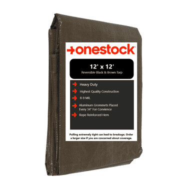 Boen 12' x 12' ft. Blue Tarp Multi-Purpose Waterproof Weave & Laminated Polyethylene, UV treated ...