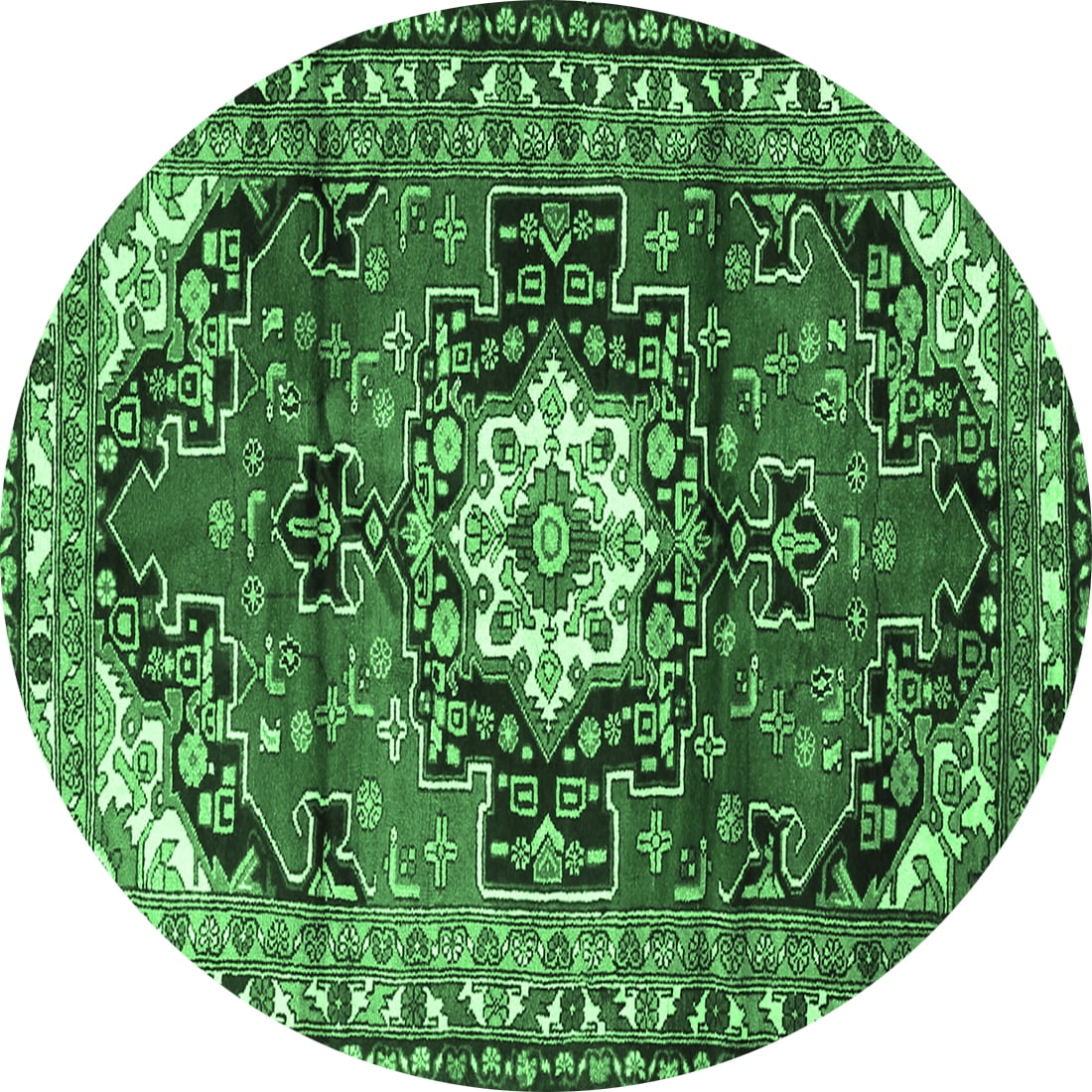 Ahgly Company Indoor Round Medallion Emerald Green Traditional Area ...