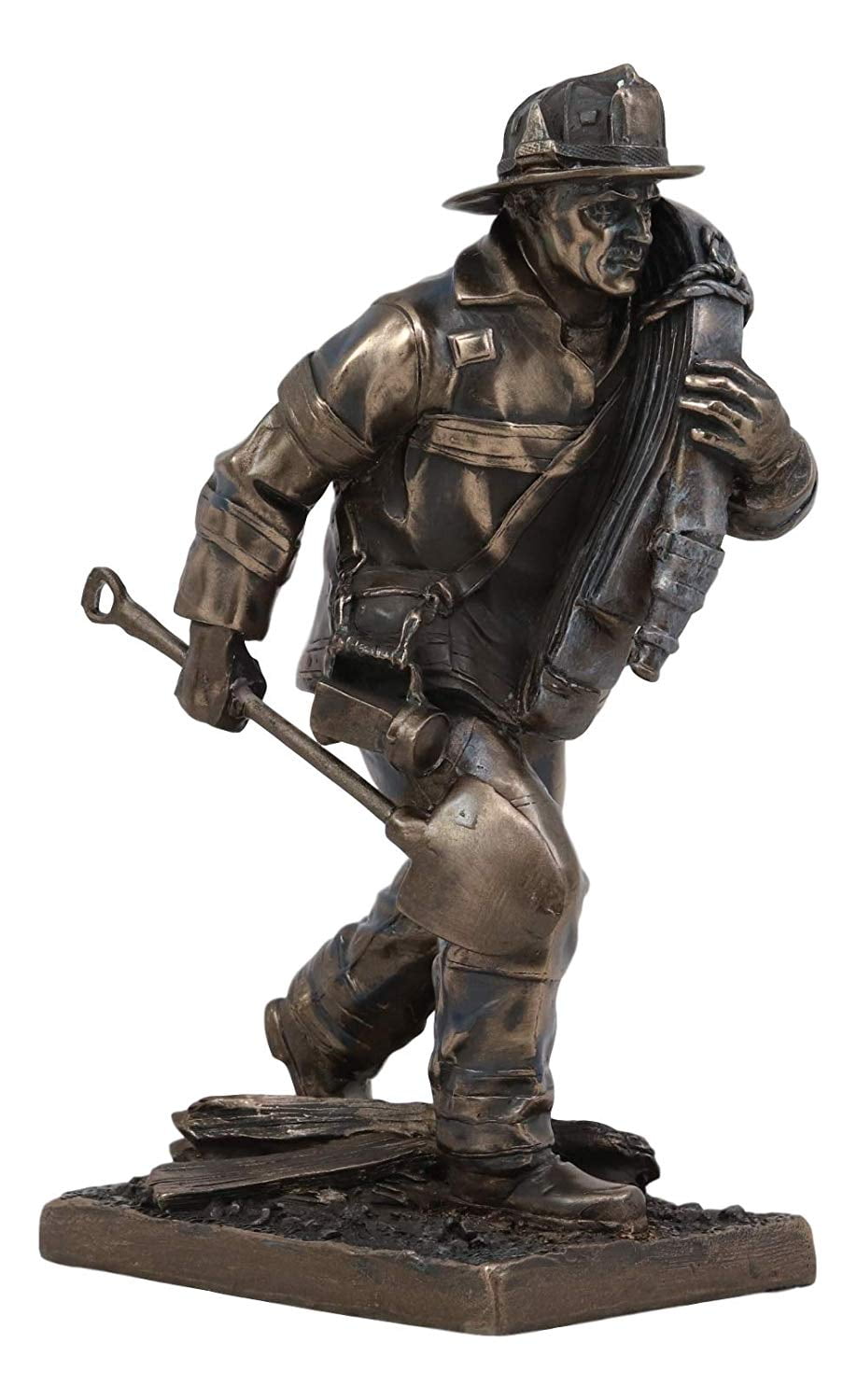 Fireman In Rescue With Shovel And Hose Pipe Statue 7"H Fire Fighter ...