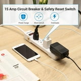 DEWENWILS 6-Outlet Power Strip Surge Protector , 15ft. Extra Long Cord ...