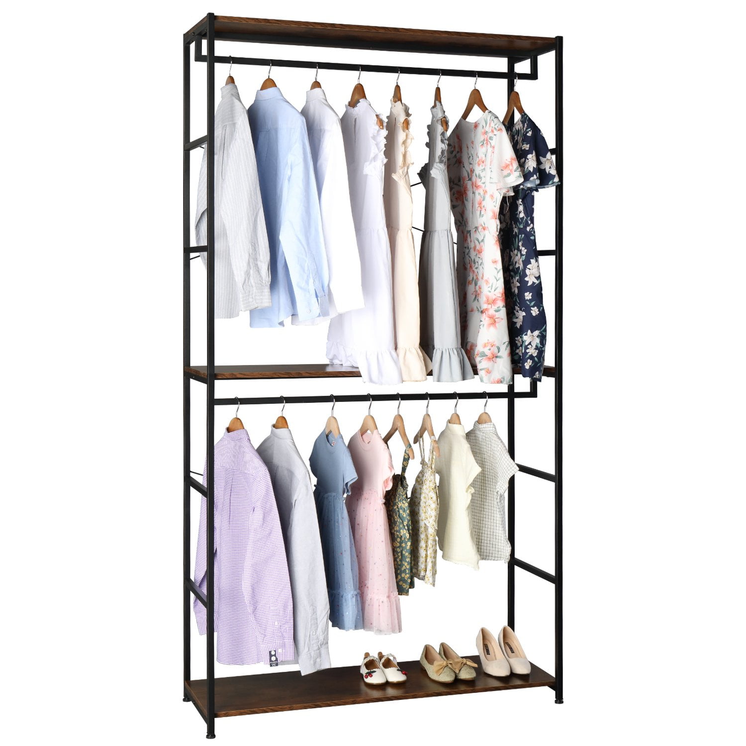 IVV 87" Tall Double Rod Closet Wardrobe Organizer, Heavy Duty Metal ...