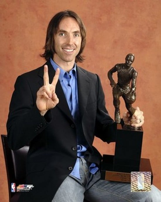 Steve Nash 2006 Nba Mvp With Trophy Sports Photo
