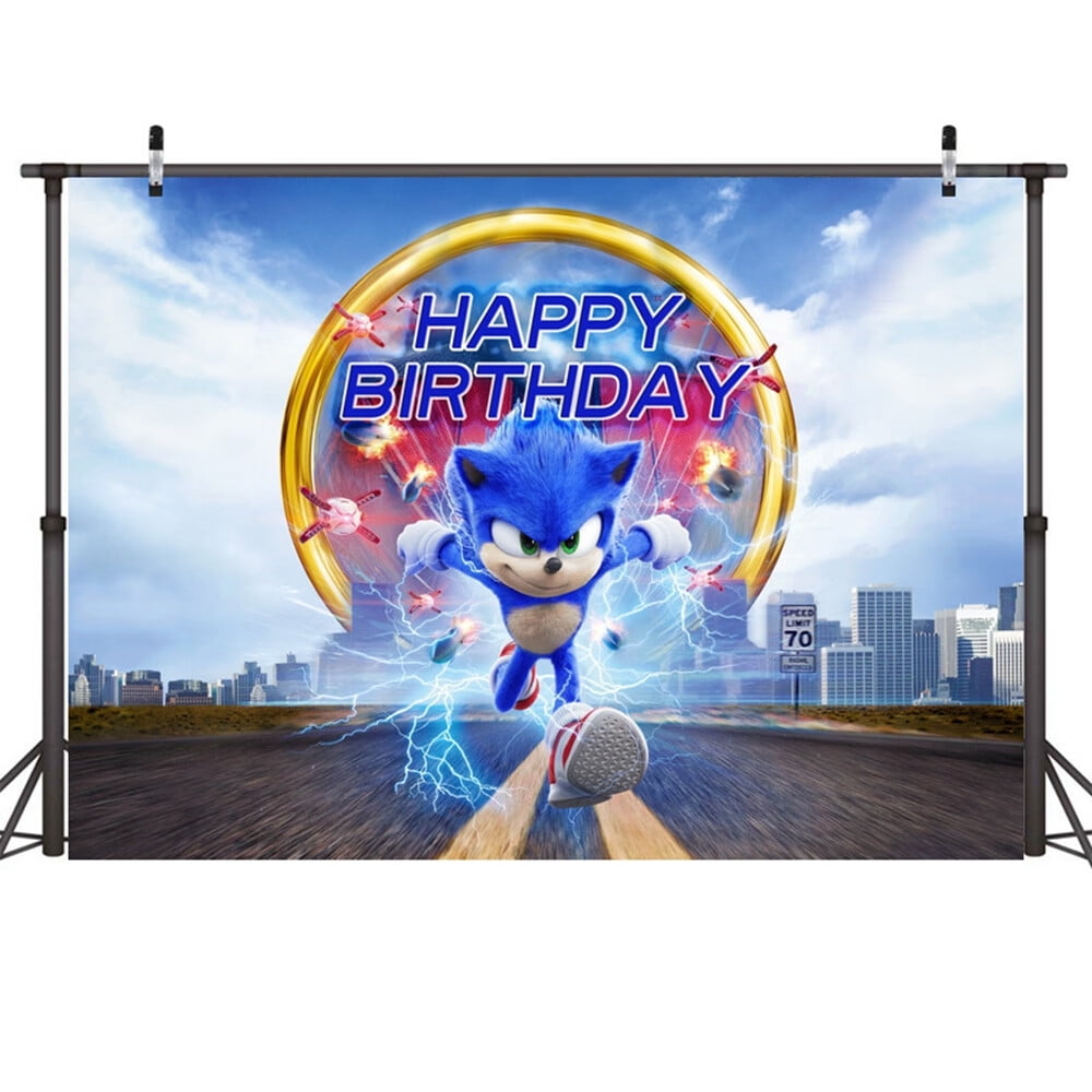 MOUIND Sonic The Hedgehog Photo Backdrop Happy Birthday Photography ...