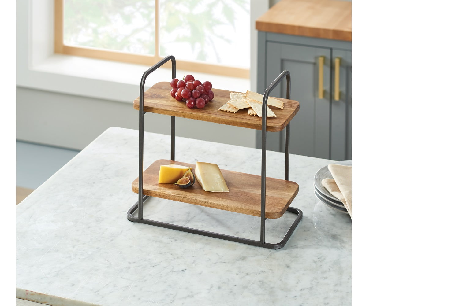Better Homes & Gardens Rectangle Two-Tier Serving Tray, 14.29 inch L x ...
