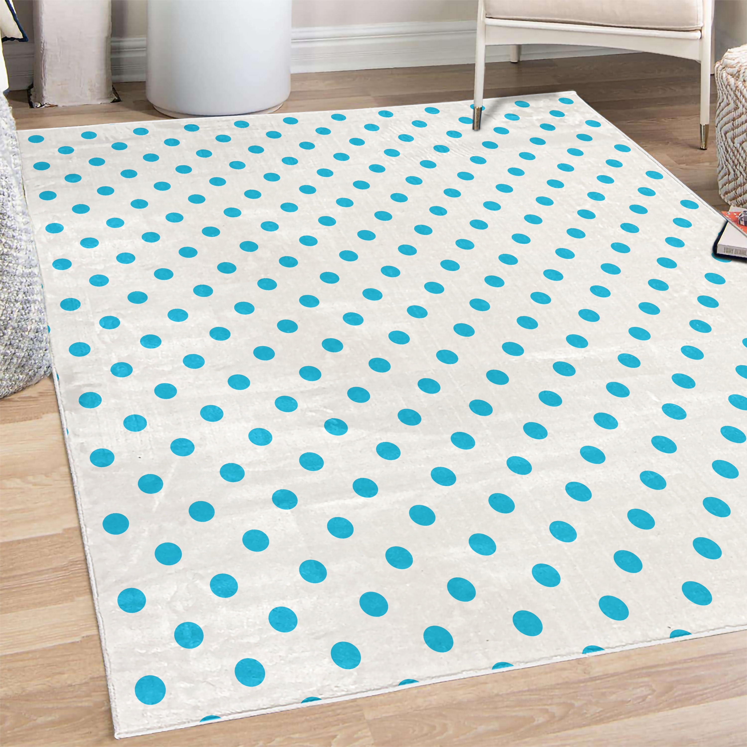 Polka Dot Decorative Rug, Classic Old Fashioned Repeated Circles Round ...