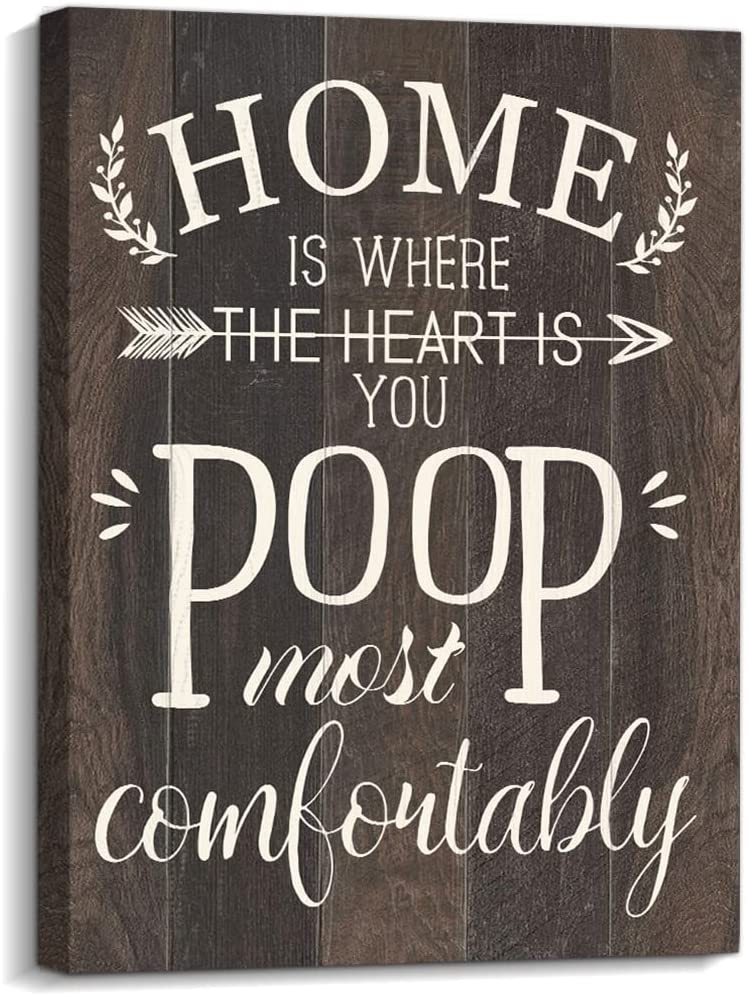Poop Sign Bathroom Wall Art, Brown Bathroom Picture Wall Decor Rustic ...