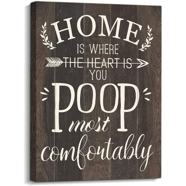 Poop Sign Bathroom Wall Art, Brown Bathroom Picture Wall Decor Rustic ...