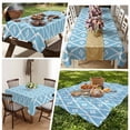Boho Blue White Plaid Line Table Cloth 52x70in, Waterproof Rectangle ...