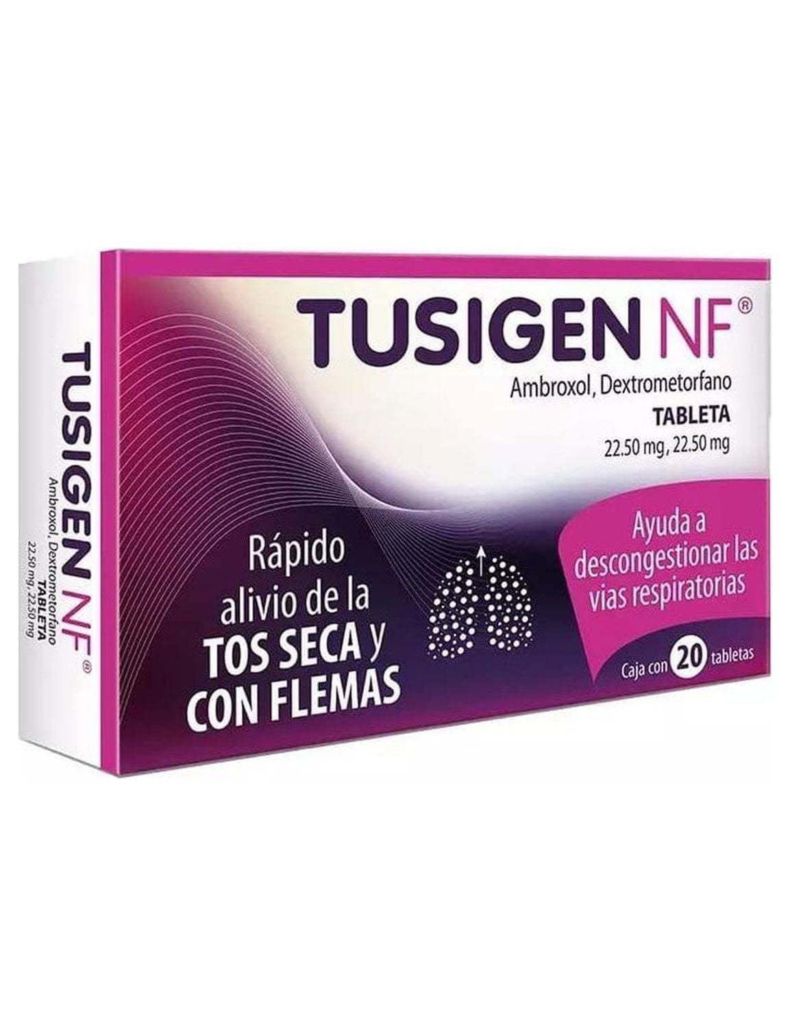 Tusigen NF Ambroxol y Dextrometorfano 22.50/22.50 mg Rapido alivio de ...
