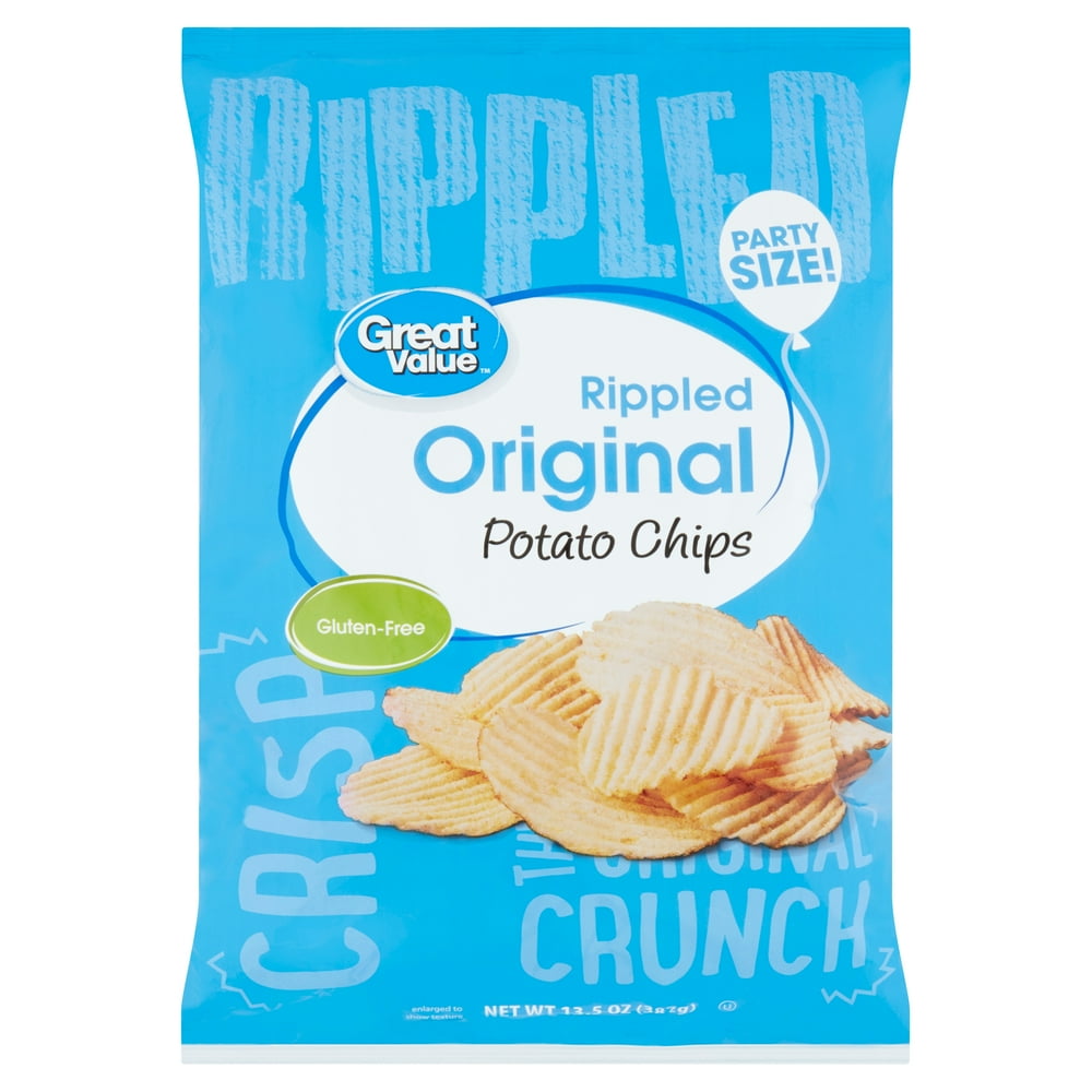Great Value Original Rippled Potato Chips Party Size 13 5 Oz Walmart