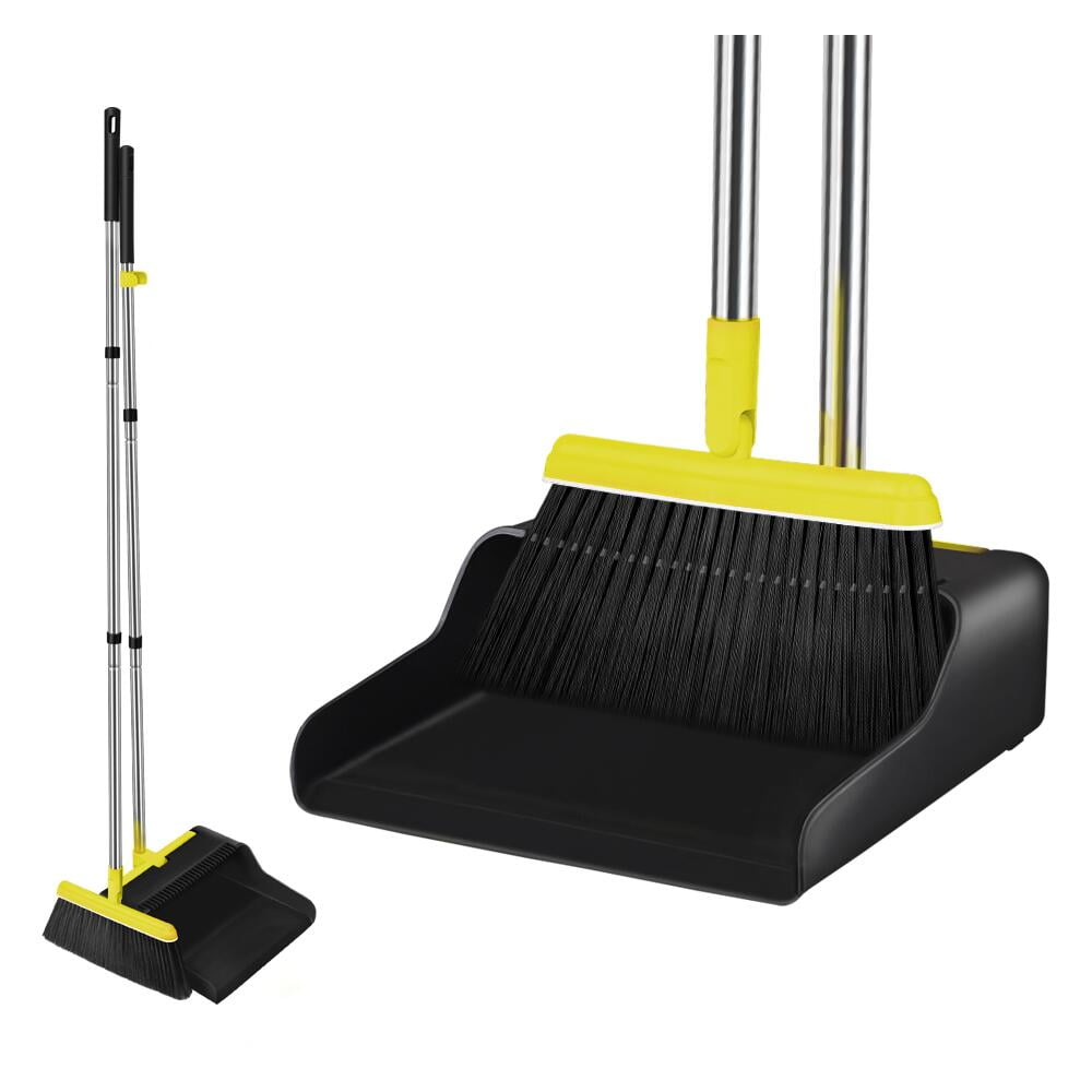FGY Broom and Dustpan Set, Sweeper and Dust Pan Set with Adjustable ...