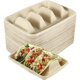 Ihvewuo 50 Pack Disposable Taco Holder, 3 Compartments Biodegradable ...
