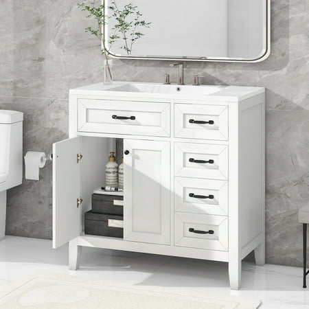 Churanty 36" Bathroom Cabinet Vanity with Sink Combo, White Bathroom ...