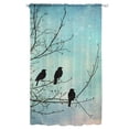 Branches Birds Sheer Curtains 96 Inch Long 1 Panel Blue Retro ...