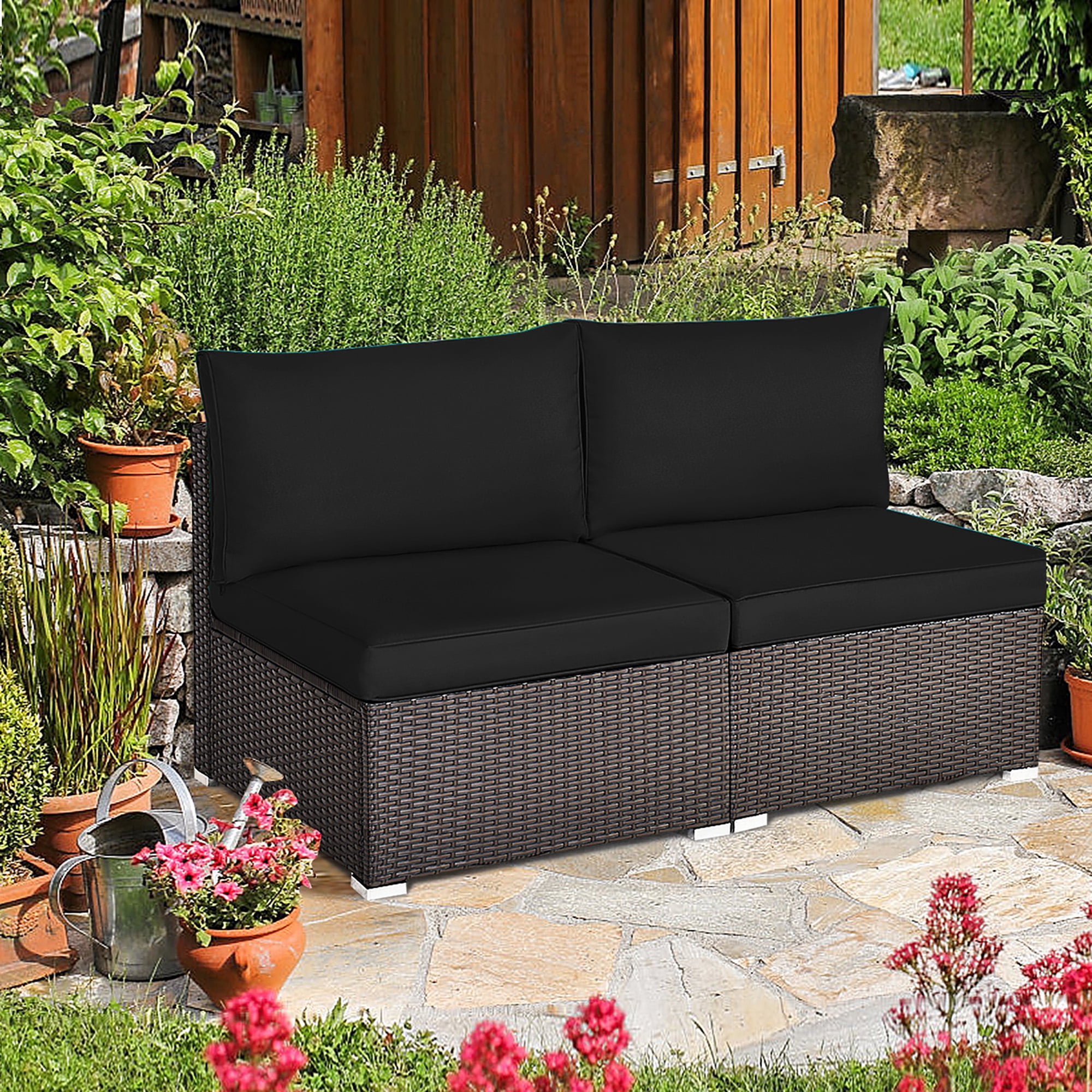 Click here for Gymax 2pcs Patio Sectional Armless Sofas Outdoor R... prices