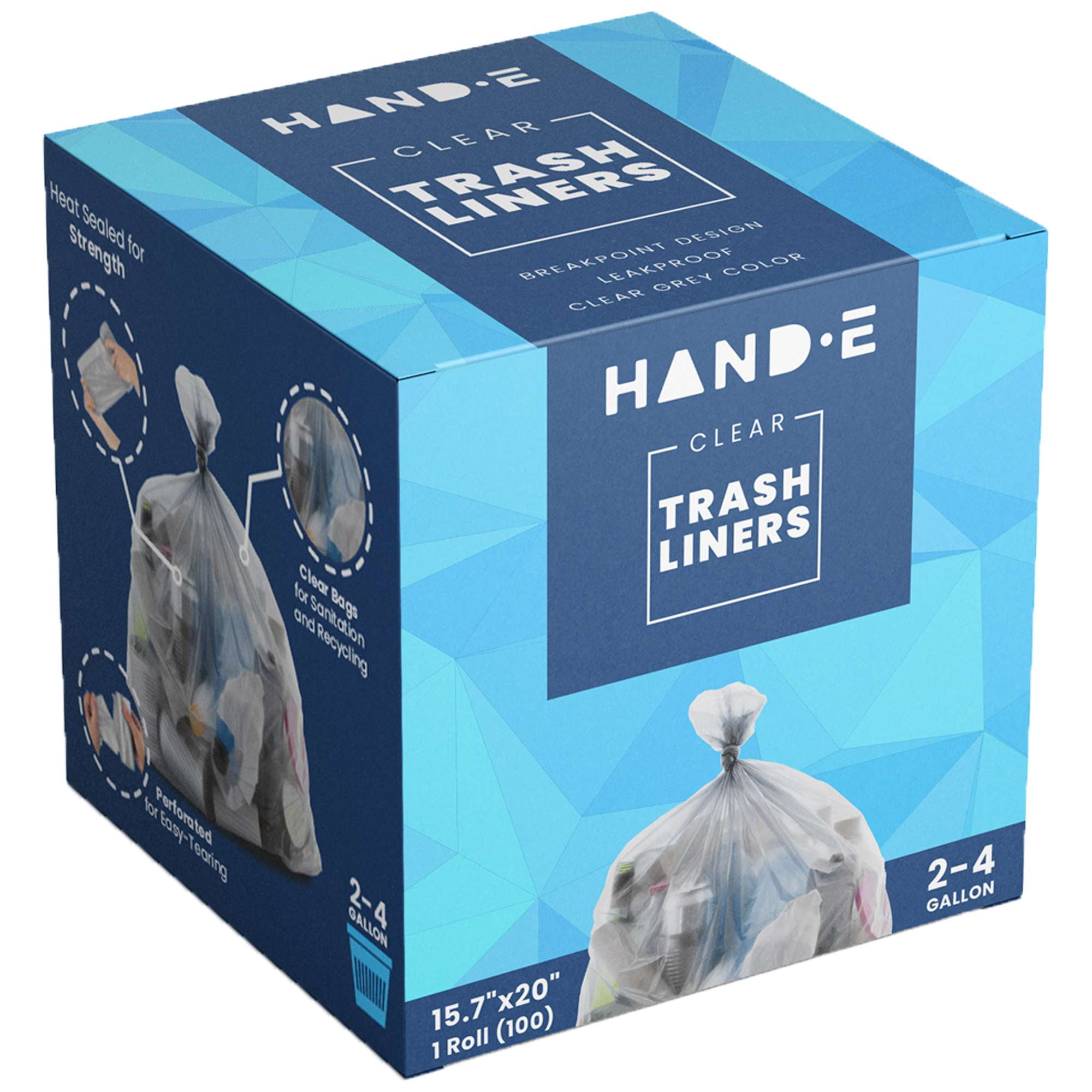Hand-E Transparent Gray Small Tear-Proof Trash Can Liners, 100 Count ...